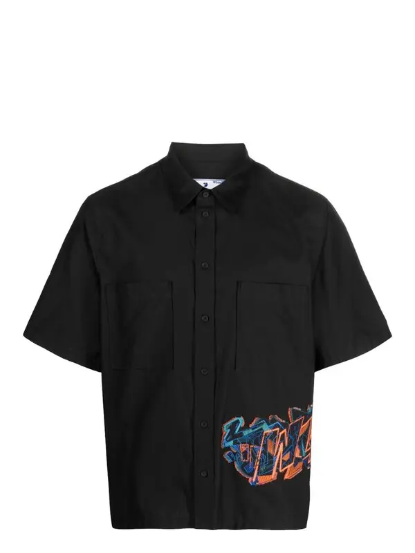 Off-White Embroidered-design Short-sleeve Shirt - Black