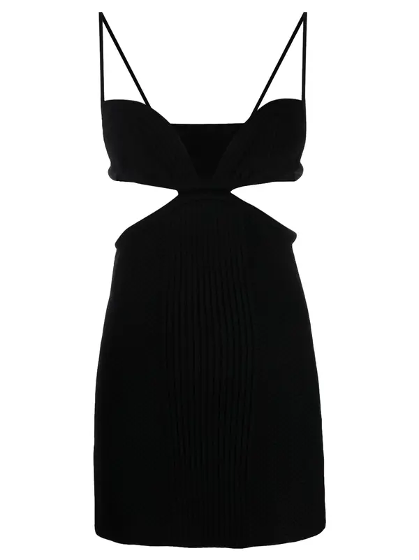 Off-White Cut-out Ribbed-knit Minidress - Black