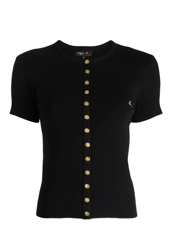AGNÈS B. Embossed Button-up Top - Black