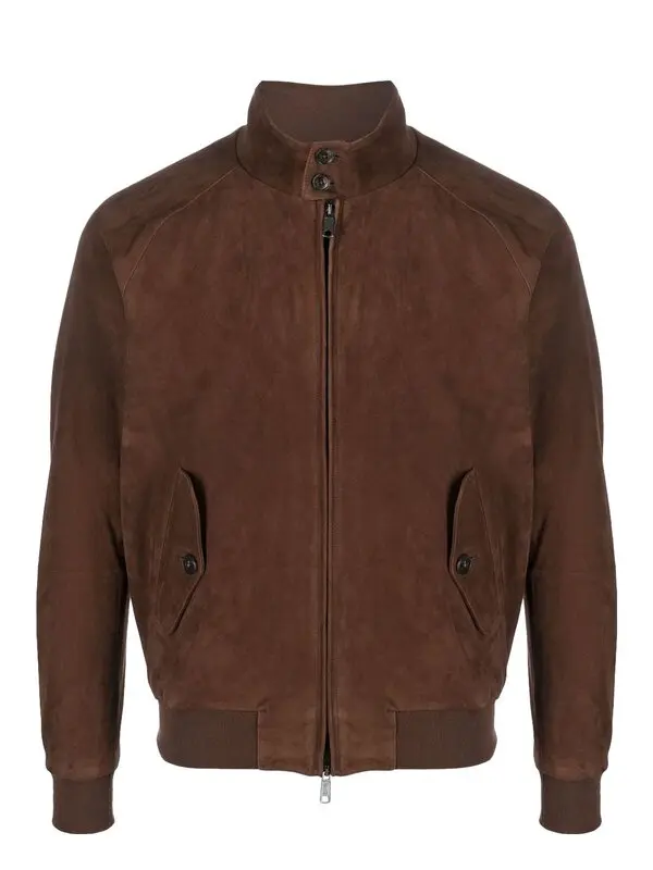 BARACUTA G9 Harrington Panelled Suede Jacket - Brown