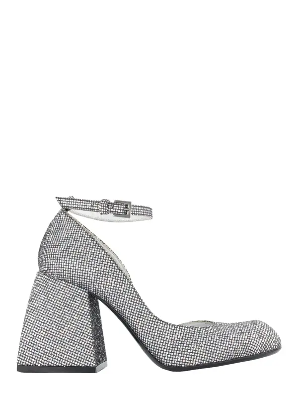NODALETO Square-toe Block-heel Pumps - Silver