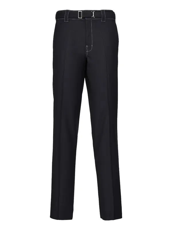Prada Belted Wool Trousers - Black