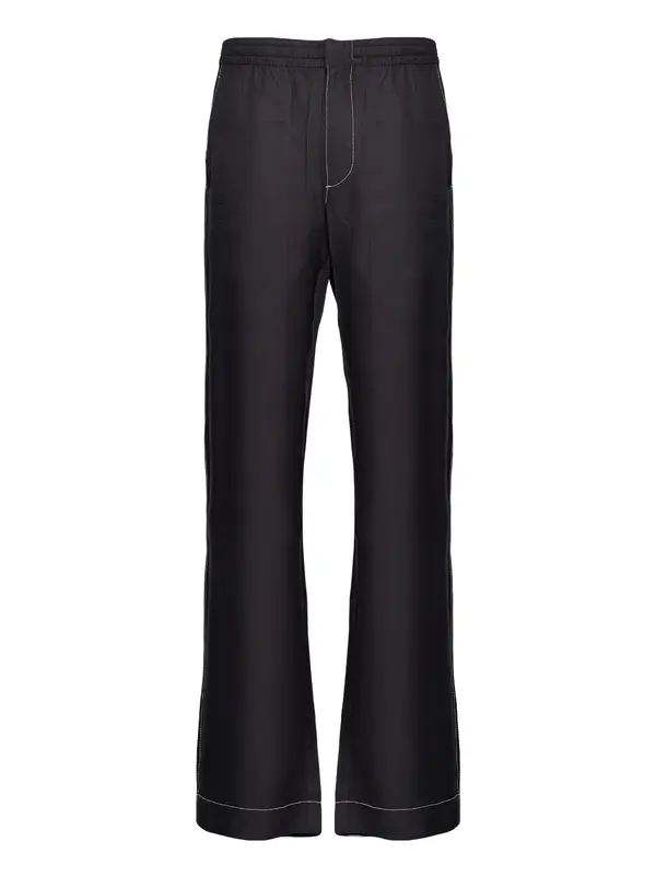 Prada Drawstring-waist Silk Trousers - Black
