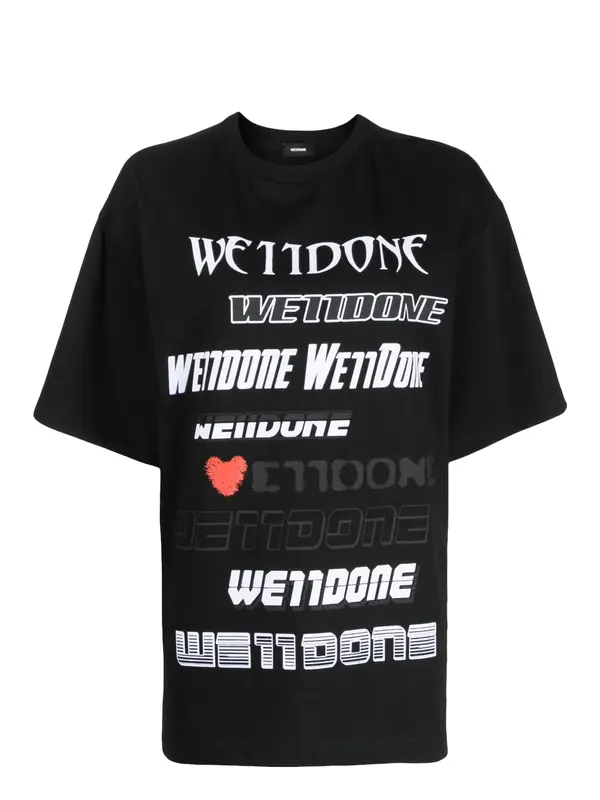 We11Done Logo-print Cotton T-shirt - Black