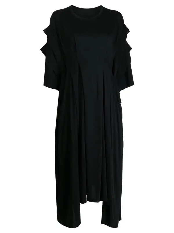 Yohji Yamamoto Drape-detail Layered Midi Dress - Black