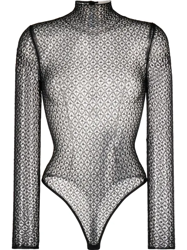 Khaite Fena Diamond-lace Bodysuit - Black