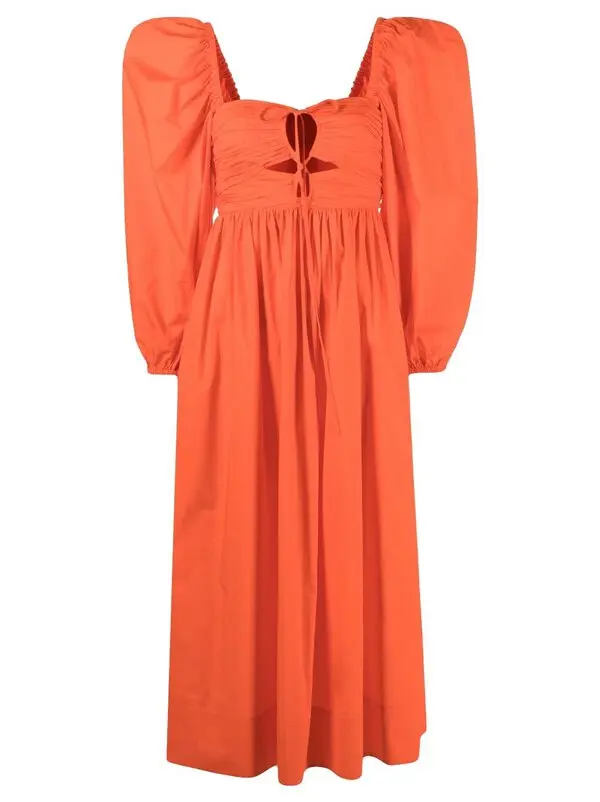 Ulla Johnson Alessa Puff-sleeve Midi Dress - Orange
