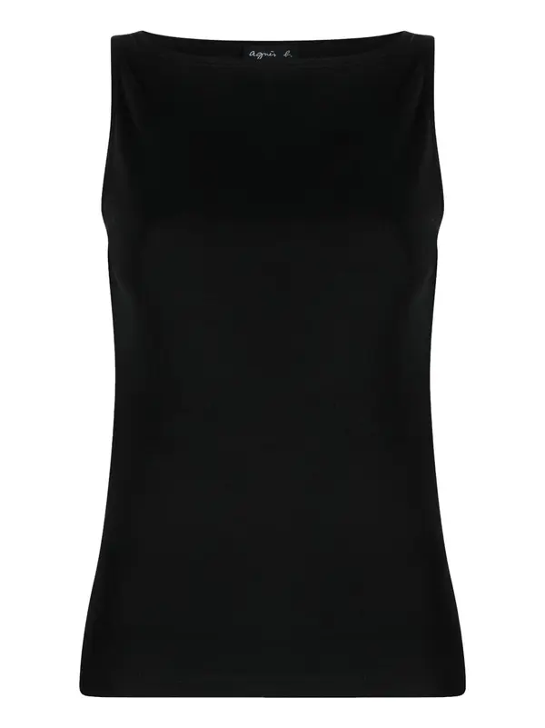AGNÈS B. Ribbed Boat Neck Tank Top - Black