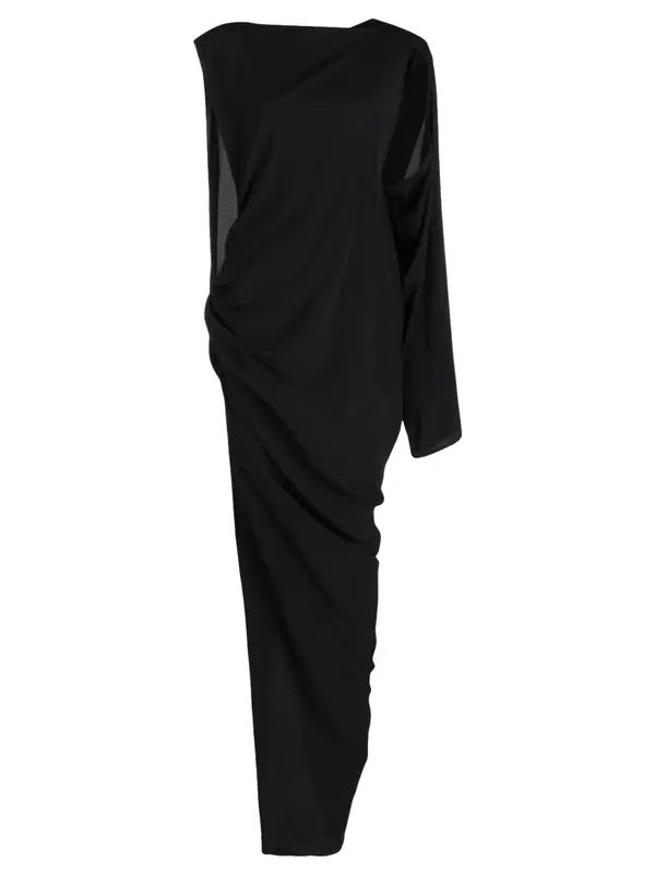 Rick Owens Asymmetric Gathered Dress - Black
