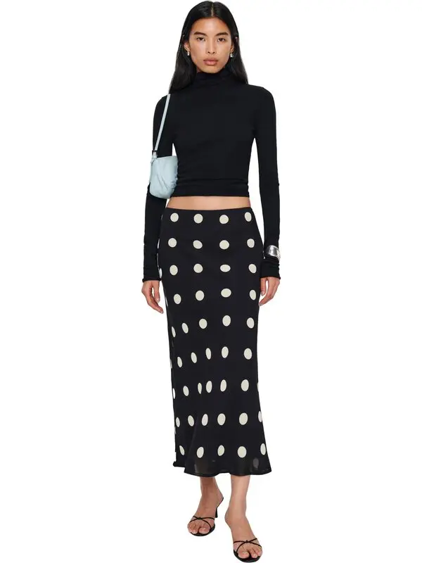 REFORMATION Layla Silk Midi Skirt - Black