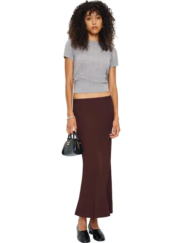 REFORMATION Layla Silk Midi Skirt - Brown
