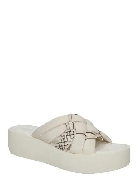 BELLA VITA Woven Platform Slide Sandal - Bone