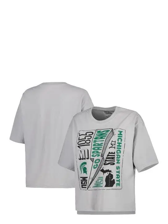 PRESSBOX Michigan State Spartans Graphic T-shirt - Silver