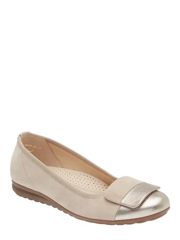 Gabor Metallic Leather Ballet Flat - Beige