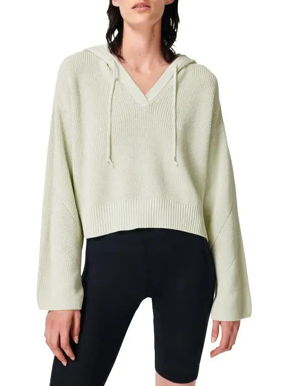 Sweaty Betty Cropped Knit Hoodie - Eau De Nil Green