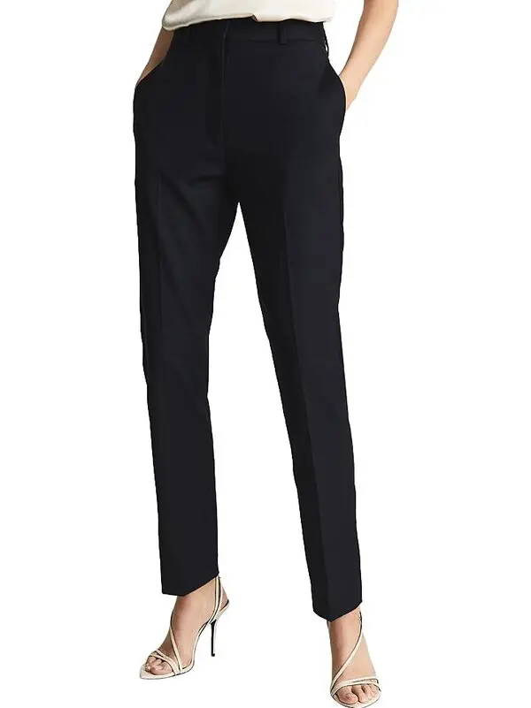 REISS Petite Haisley Tapered Leg Pants - Navy