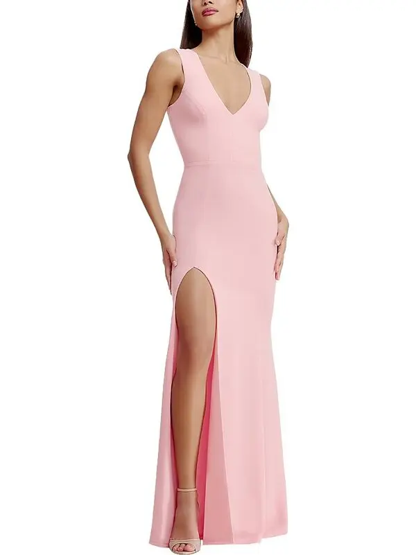 Dress The Population Sandra Plunging Gown - Vintage Pink