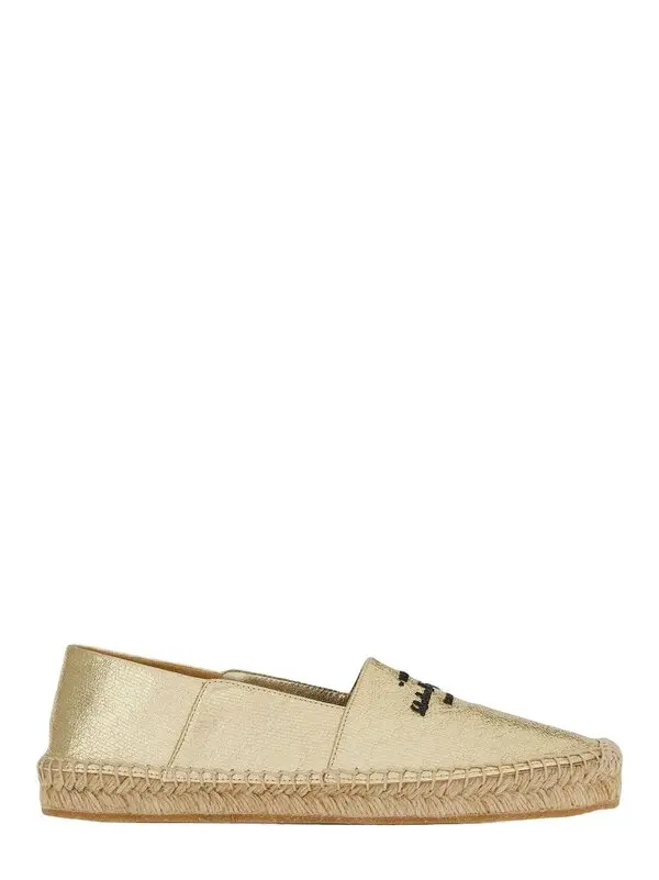 FERRAGAMO Logo-embroidered Metallic Espadrilles - Gold