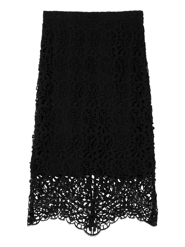 Burberry Macramé-lace Pencil Skirt - Black