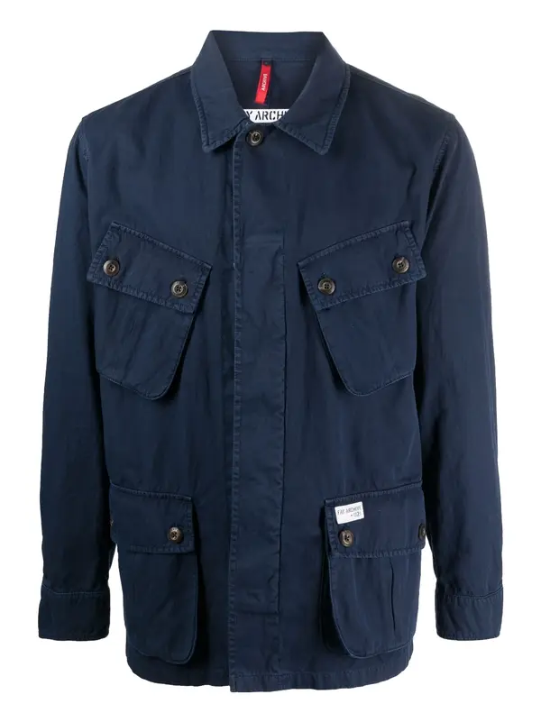 FAY Cargo-pocket Cotton-linen Jacket - Blue