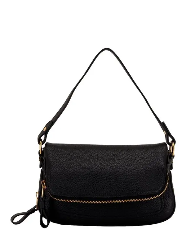 TOM FORD Pebbled Leather Shoulder Bag - Black