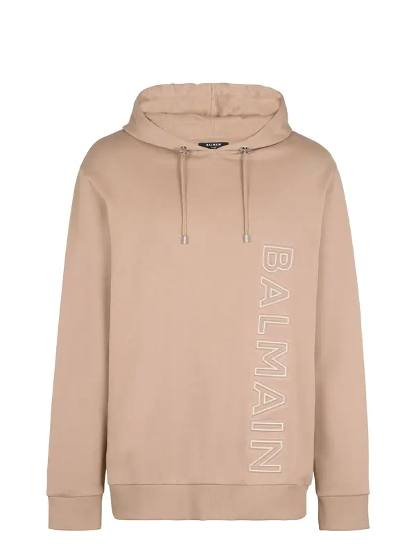 Balmain Logo-embossed Cotton Hoodie - Neutrals