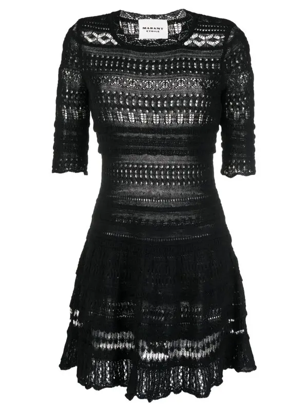 MARANT ETOILE Knitted Cotton Mini Dress - Black