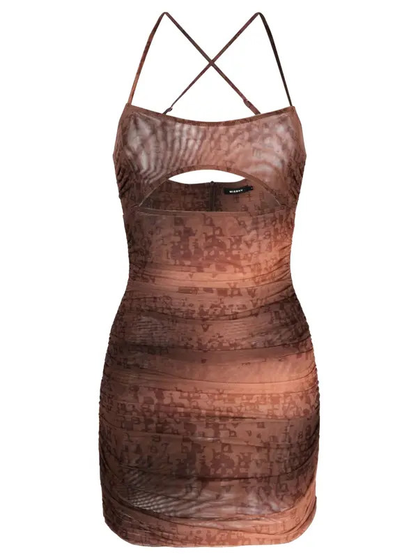 MISBHV Letter-print Mini Dress - Brown