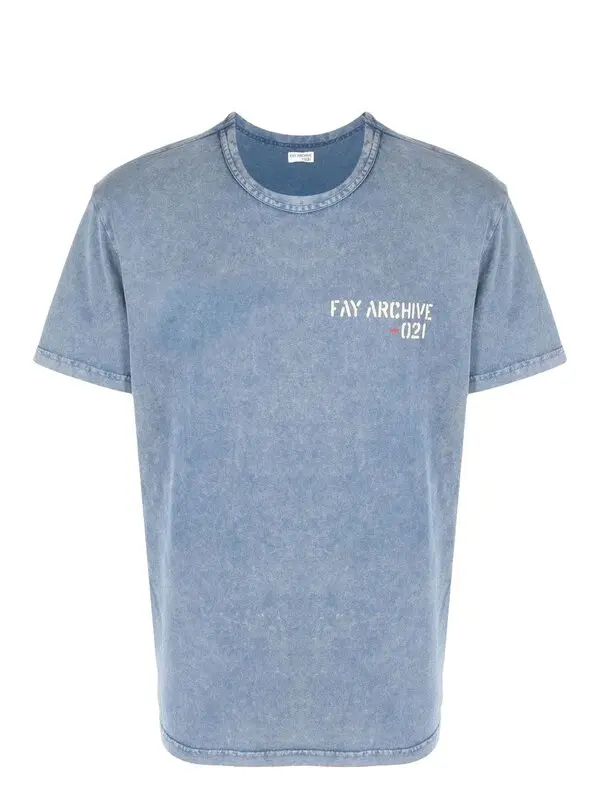 FAY Logo-print Short-sleeved T-shirt - Blue