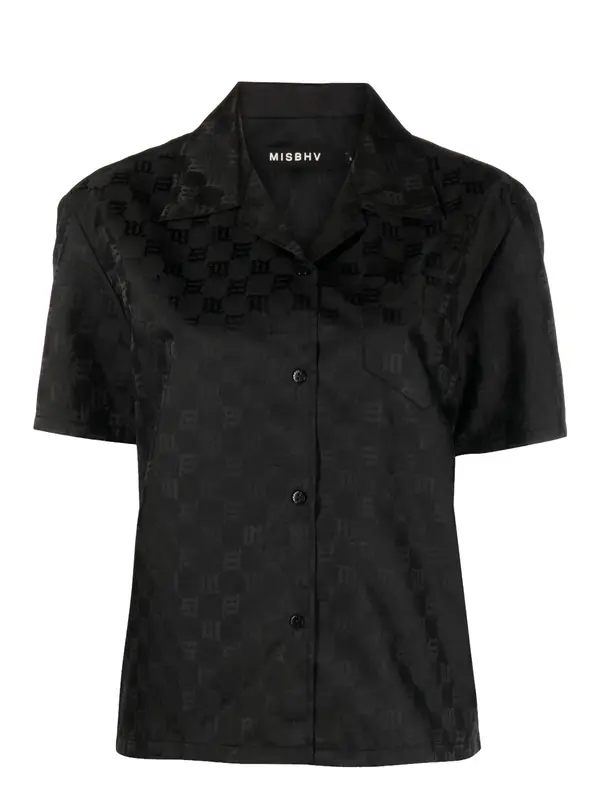 MISBHV Monogram-print Short-sleeve Shirt - Black