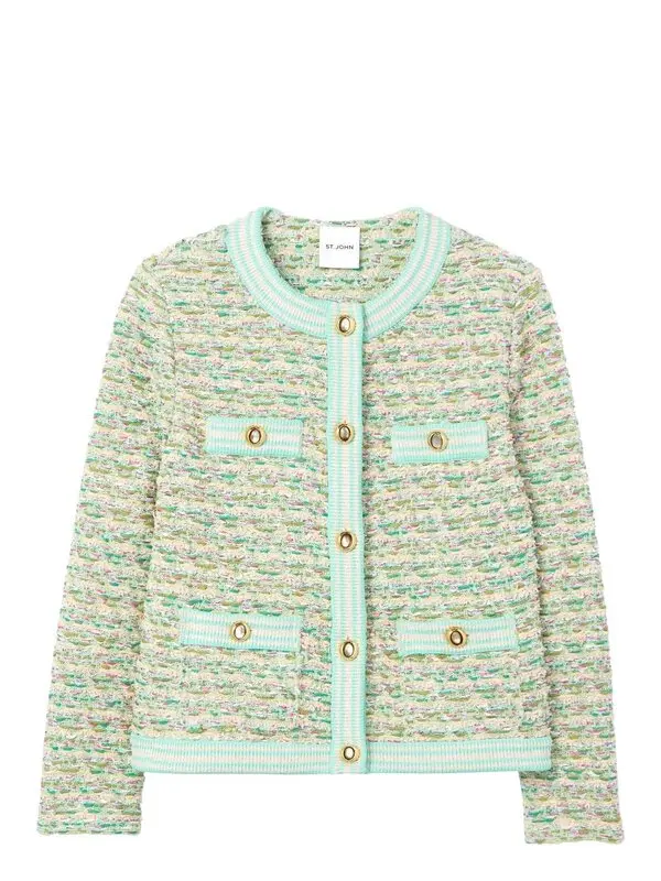 St. John Boucle-tweed Knit Jacket - Green