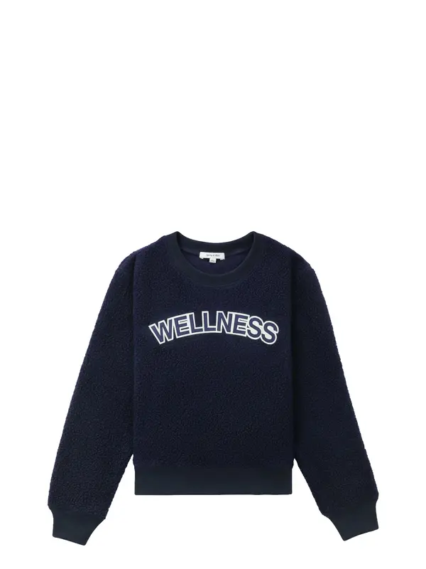 SPORTY & RICH Wellness Bouclé Cropped Sweatshirt - Blue