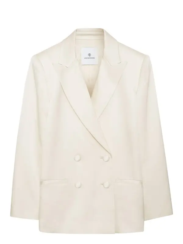 ANINE BING Donne Silk Blazer - White