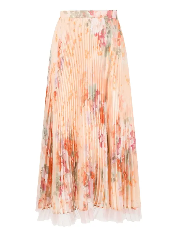 TWINSET Floral-print Pleated Skirt - Orange
