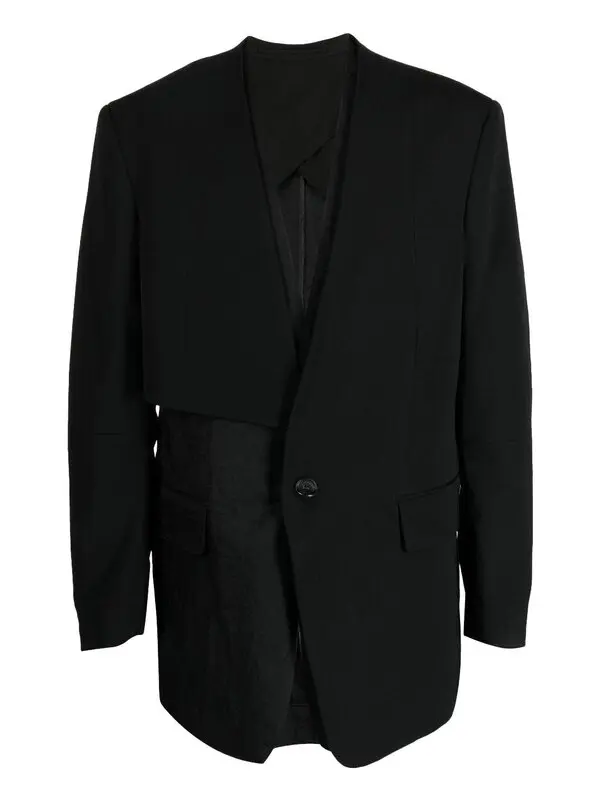 SONGZIO Layered Collarless Blazer - Black