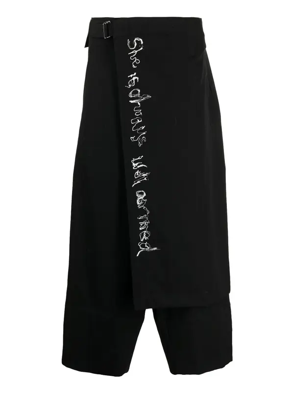 Yohji Yamamoto Wrap-design Wool Trousers - Black
