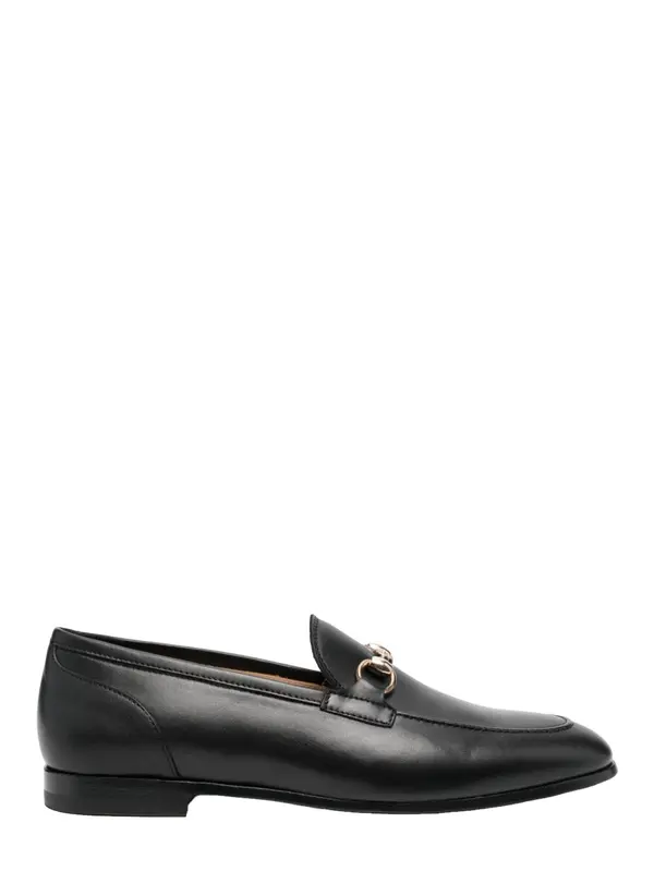 SCAROSSO Buckle-detail Leather Loafers - Black