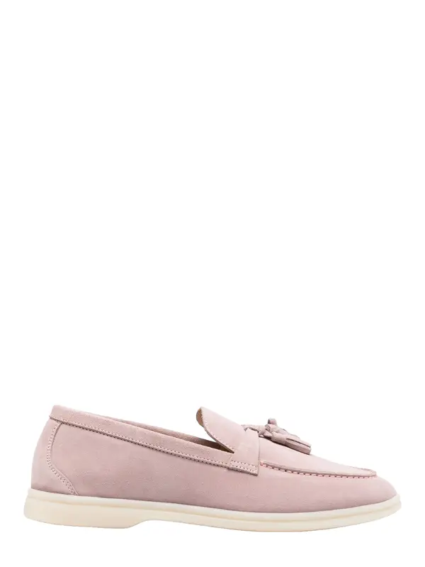 SCAROSSO Tassel Detail Suede Loafers - Pink