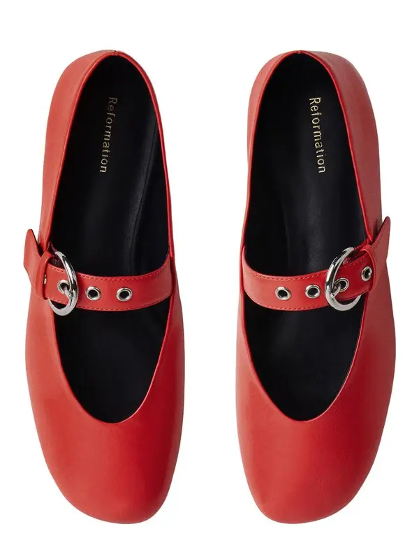 REFORMATION Bethany Ballet Flats - Red