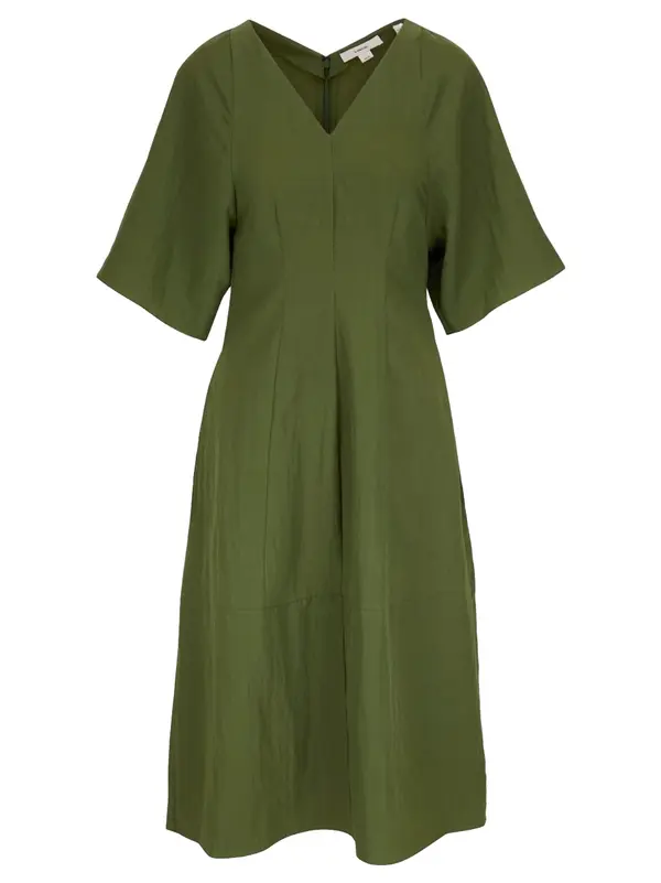 Vince Short-sleeve V-neck Midi Dress - Green
