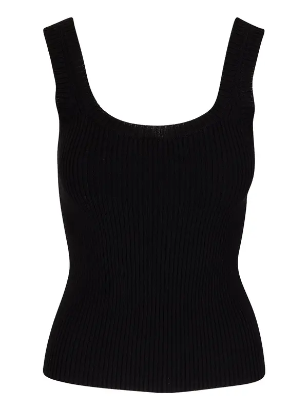 NILI LOTAN Ribbed-knit Tank Top - Black