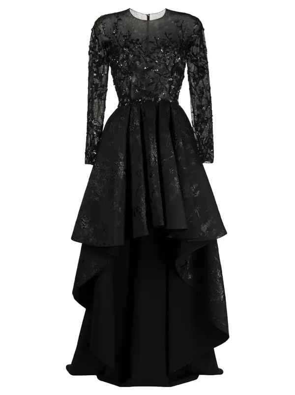 SAIID KOBEISY Brocade Beaded Dress - Black