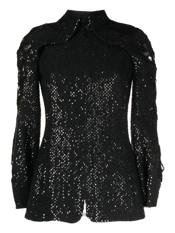 SAIID KOBEISY Sequin Ripped Jacket - Black