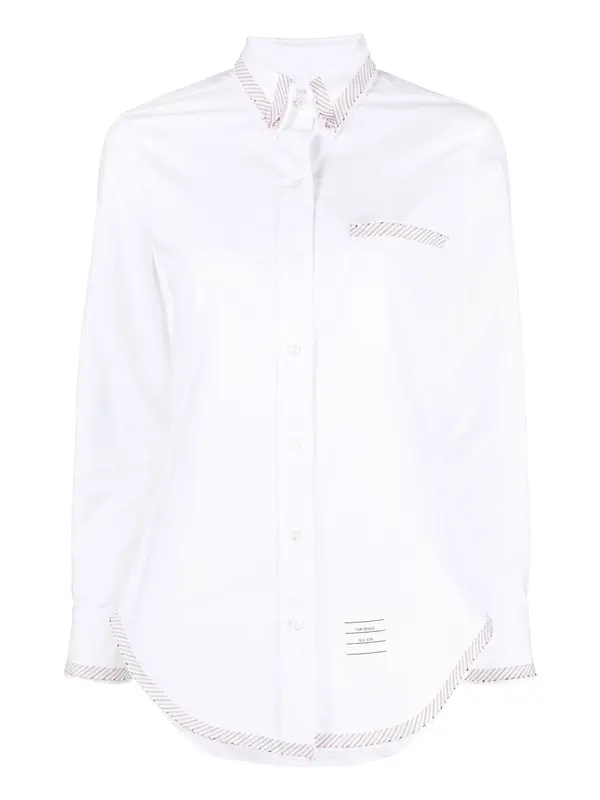 Thom Browne Rwb Trim Oxford Shirt - White