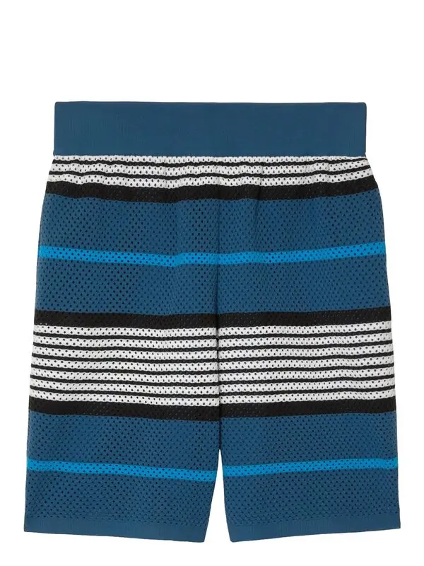 Burberry Stripe-print Knit Shorts - Blue