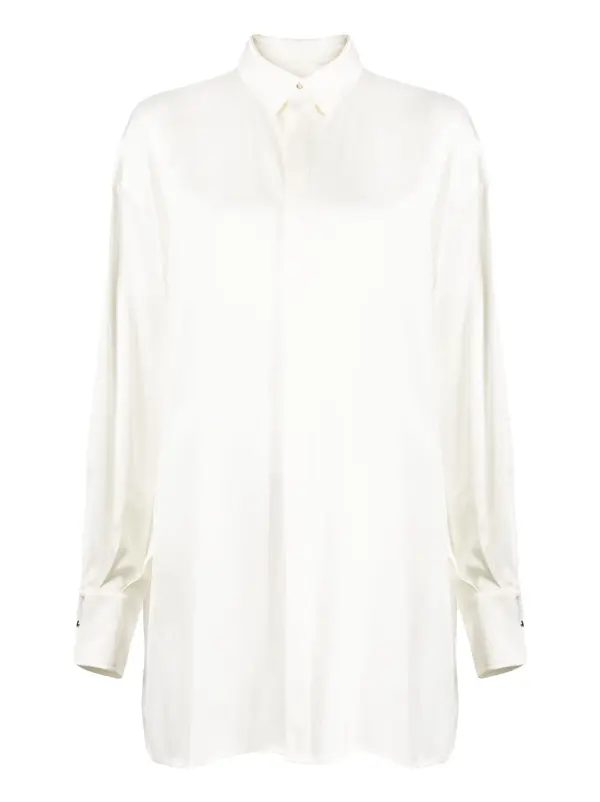 SA SU PHI Satin Long Shirt - White