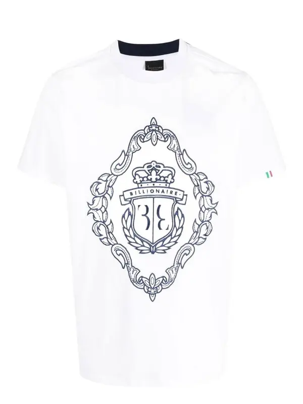 BILLIONAIRE Logo-embroidered Short-sleeve T-shirt - White