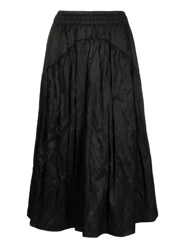 Vince Elasticated-waist Gathered Midi Skirt - Black