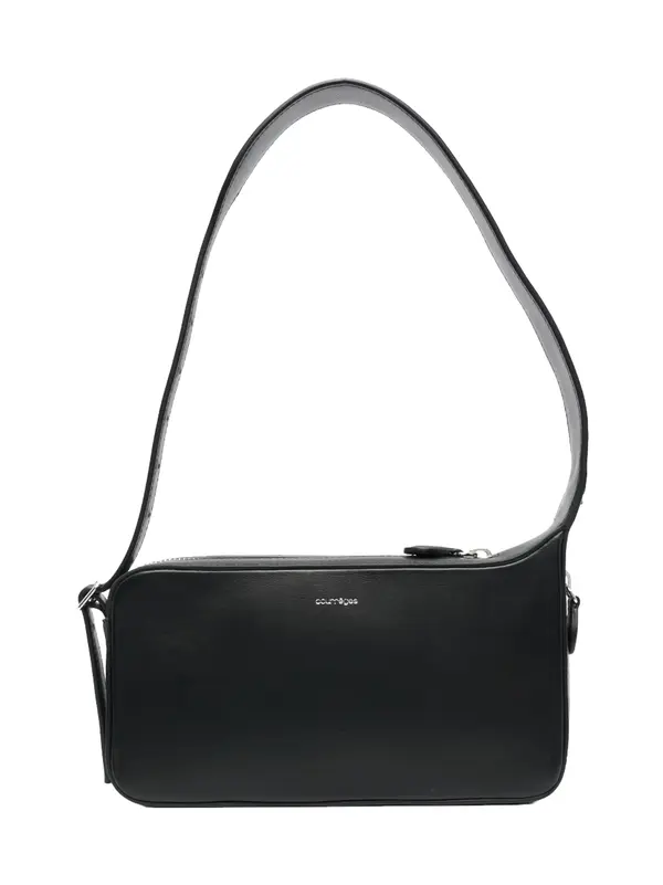 COURREGES Leather Racer Shoulder Bag - Black