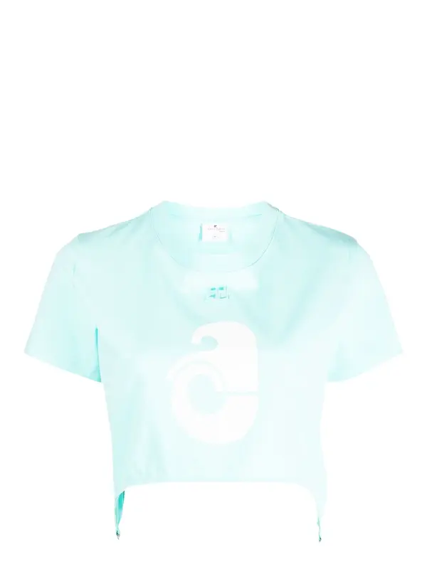 COURREGES Suspenders-effect Cropped T-shirt - Blue